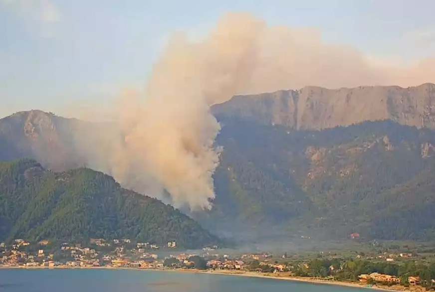 ΦΩΤΙΑ ΣΤΗΝ ΘΑΣΟ: ΣΚΛΗΡΗ ΟΛΟΝΥΧΤΙΑ ΜΑΧΗ ΤΩΝ ΠΥΡΟΣΒΕΣΤΩΝ ΜΕ ΤΙΣ ΦΛΟΓΕΣ ...
