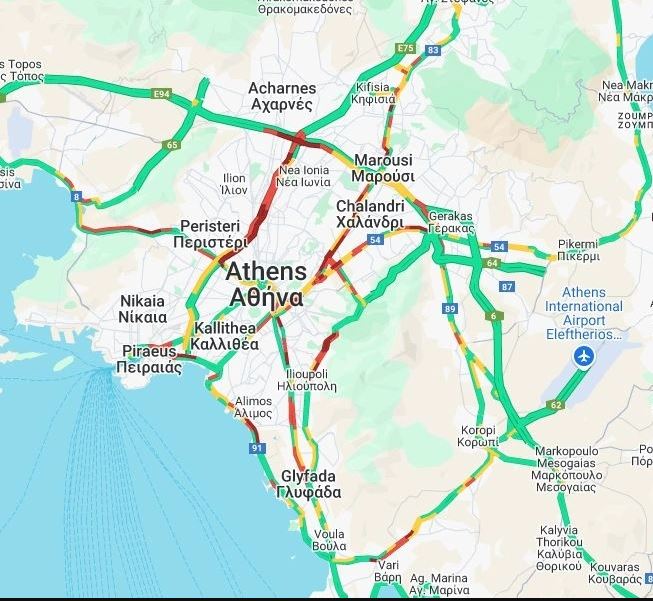 Κίνηση τώρα: Στο «κόκκινο» Κηφισός, λεωφόρος Κηφισίας και Κατεχάκη ...